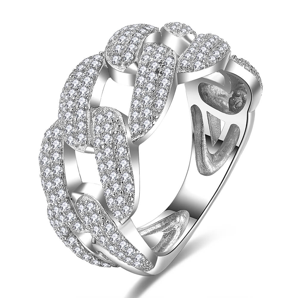 Cubic Zirconia Chain Link Eternity Band in White Gold - Jewepiter