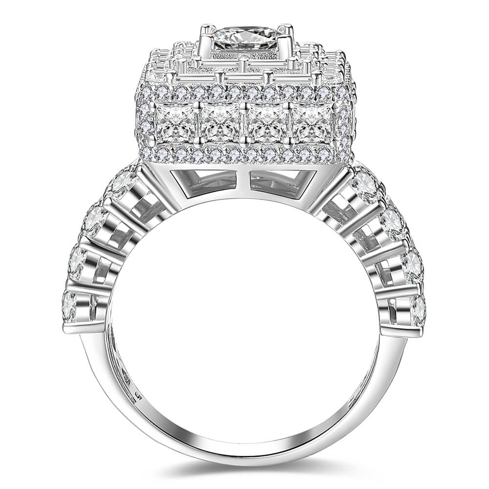 White Cubic Zirconia Platinum Over Sterling Silver Ring - Jewepiter